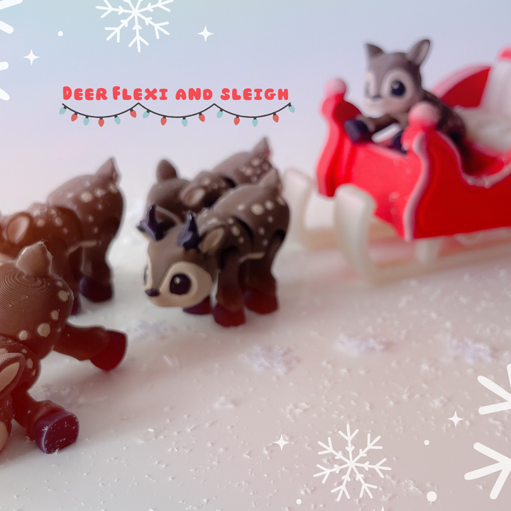3D Printable Deer Flexi and Sleigh by Layersingreen